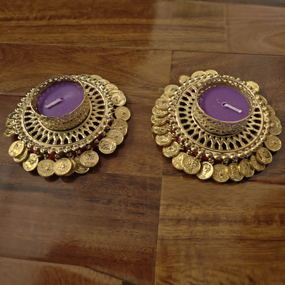 Golden Coin Tealight Candle Holder – Sandhya Designer Studio